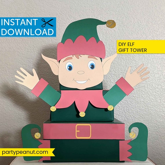 Elf Gift Tower Elf Gift Box Tower Printable Elf Tower Santa's Elf ...