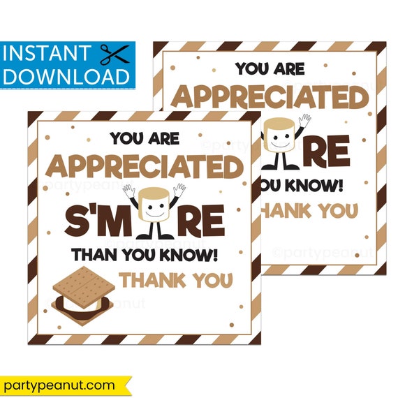 Smore Appreciation Tags, Teacher Gift Tags, Smore Teacher Thank You ...