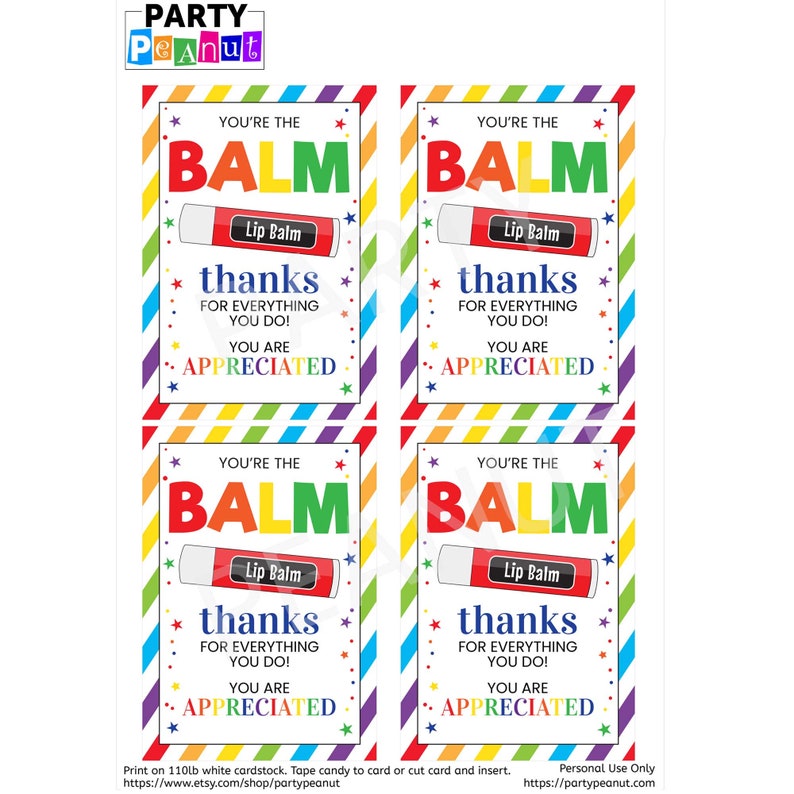 You're the Balm Lip Balm Holder Lip Balm Card Teacher - Etsy