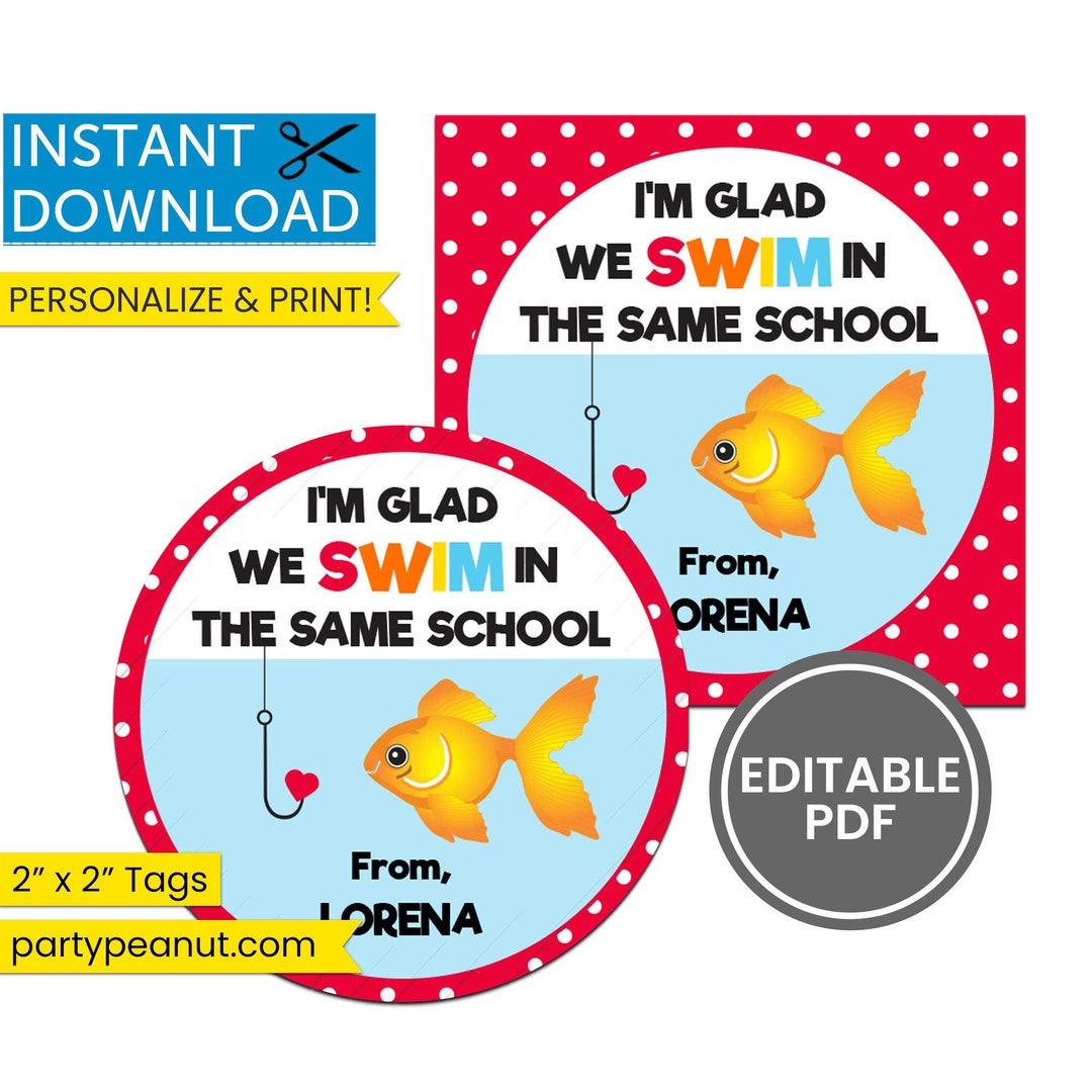 Glad We Swim in the Same School Goldfish Gift Tags Teacher Gift Tags ...