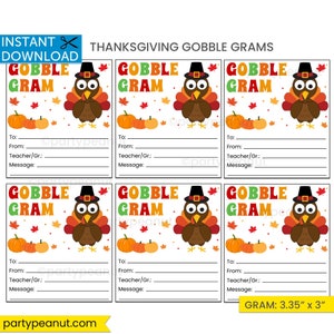 Thanksgiving Grams, Gobble Grams, Candy Gram Printable, Thanksgiving ...
