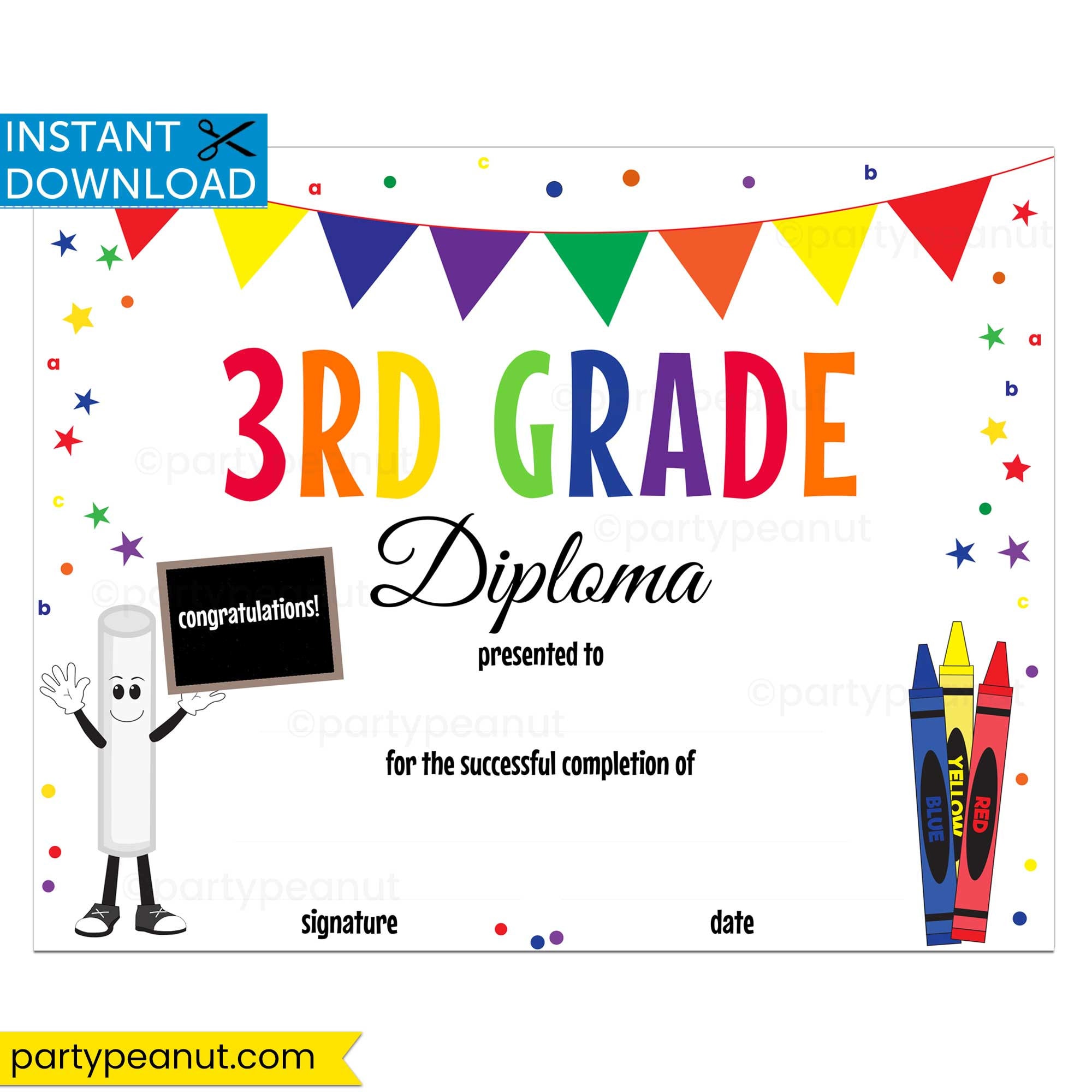 3rd Grade Diploma, 3rd Grade Certificate, School Printables, 3rd Grade ...