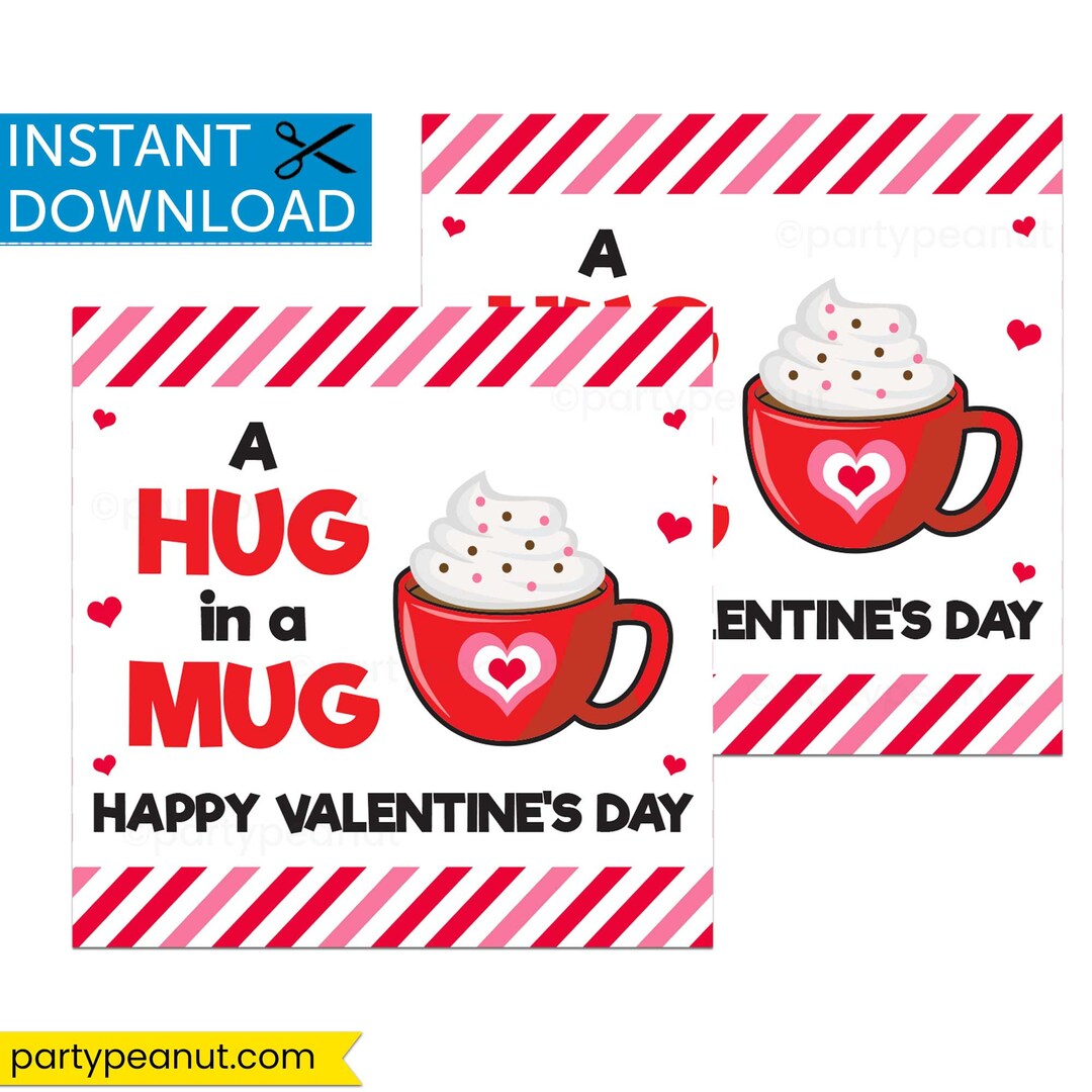 Hug in A Mug, Valentine Tags, Hot Chocolate Bomb, Cocoa Gift, Valentine ...