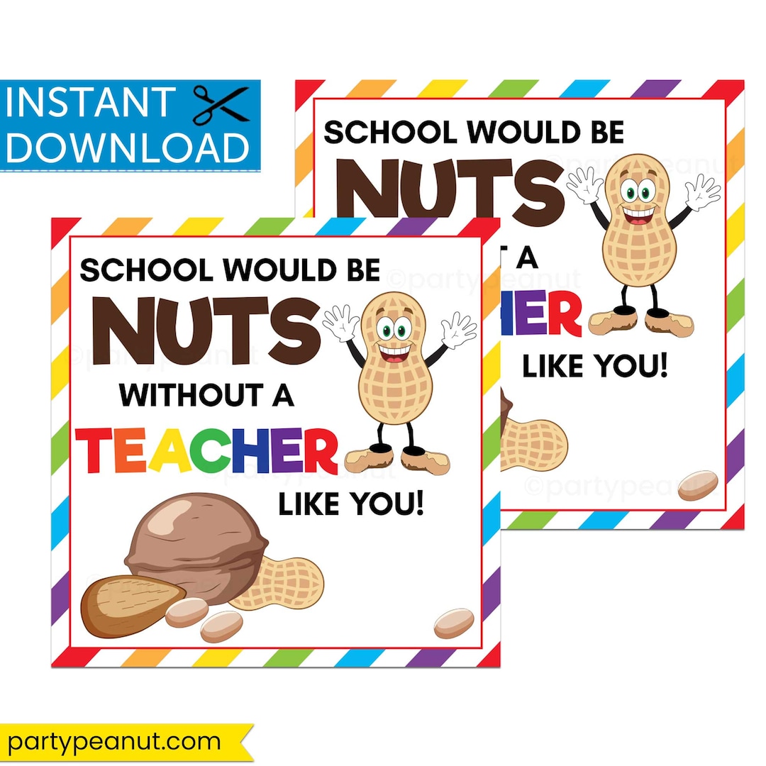 Nuts Gift Tag, Teacher Appreciation Week, Teacher Gift, Teacher Nut ...