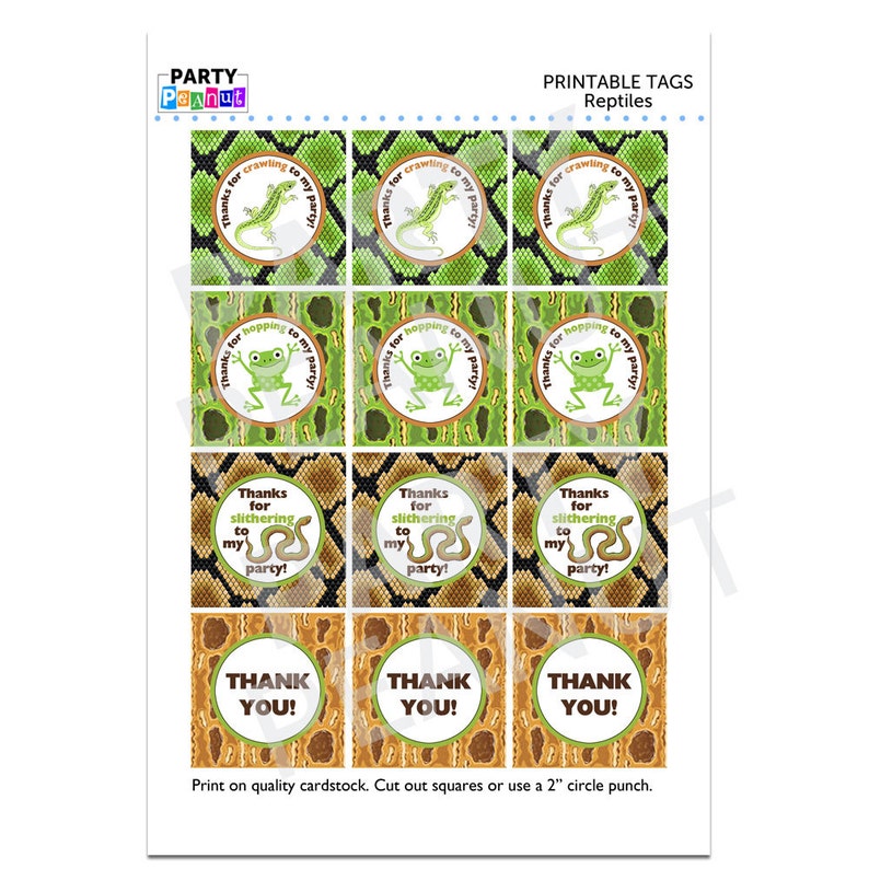 Reptile Party Favor Tags Reptile Favor Tags Reptile Tags - Etsy