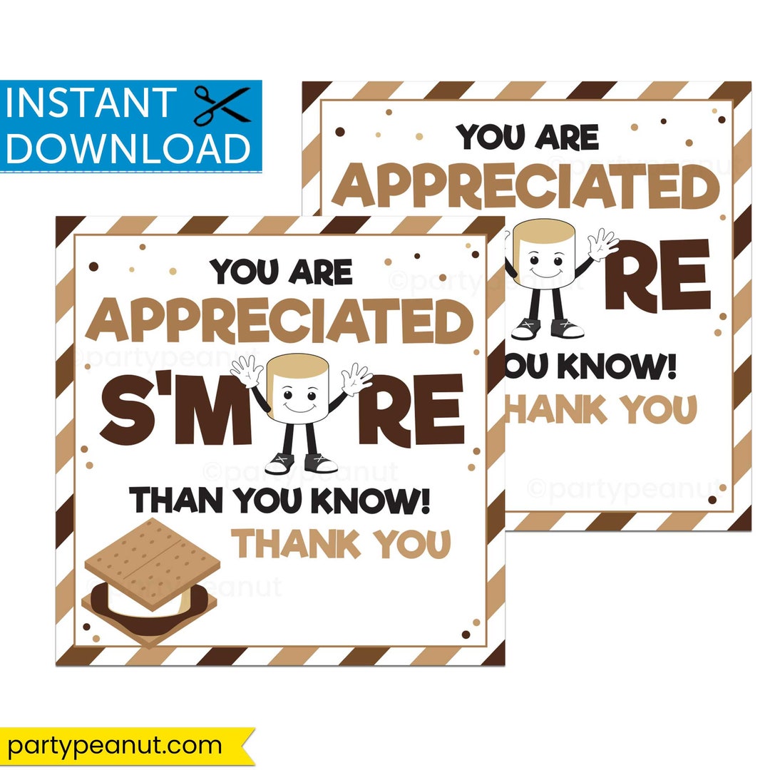 Smore Appreciation Tags, Teacher Gift Tags, Smore Teacher Thank You ...