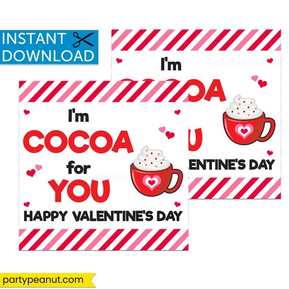 Cocoa For You, Valentines Gift Tags, Valentine Tags, Hot Cocoa Gift ...