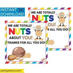 Nuts About You, Nut Gift Teacher Appreciation Week, Peanut Gift Tag ...