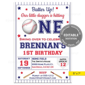 Baseball Invitation, Baseball Party, 1st Birthday Baseball Invitation ...