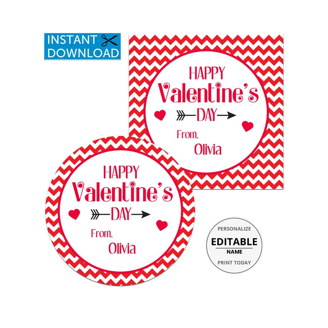 Valentine Treat Tags Printable Kids Valentines Gift Teacher Classroom ...