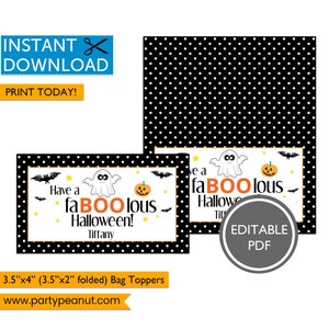 Halloween Treat Bag Topper, Printable, Halloween Party Favor Tags ...