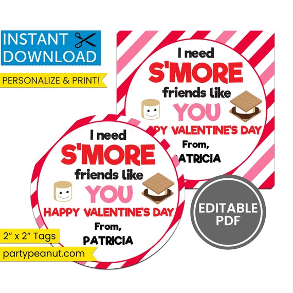 Smore Friends Valentines Day Printables Friend Valentine Gift Kids ...