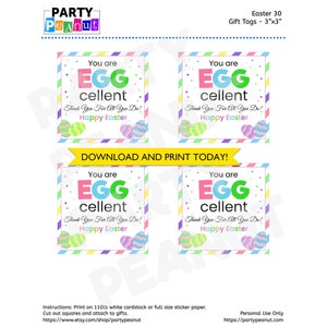 Eggcellent Easter Tag, Easter Gift Tags, Teacher Gift, Kids Easter Gift ...