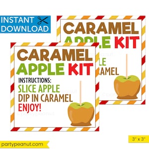 Caramel Apple Gift Caramel Apple Kit Thanksgiving Tags Fall - Etsy
