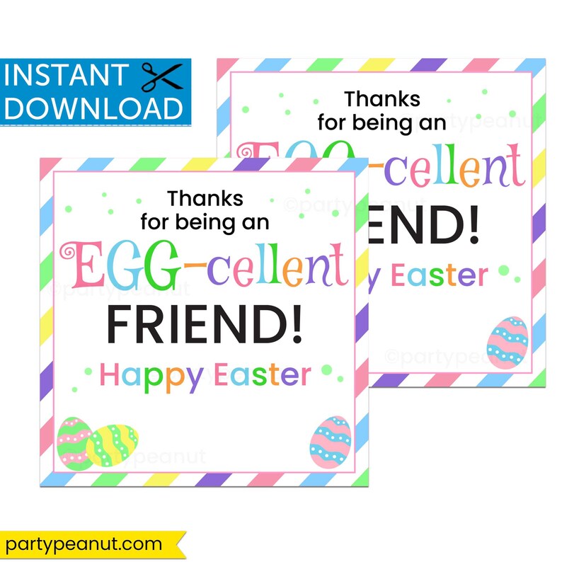 Easter Gift Tags Eggcellent Friend Easter Friend Gift Friend ...