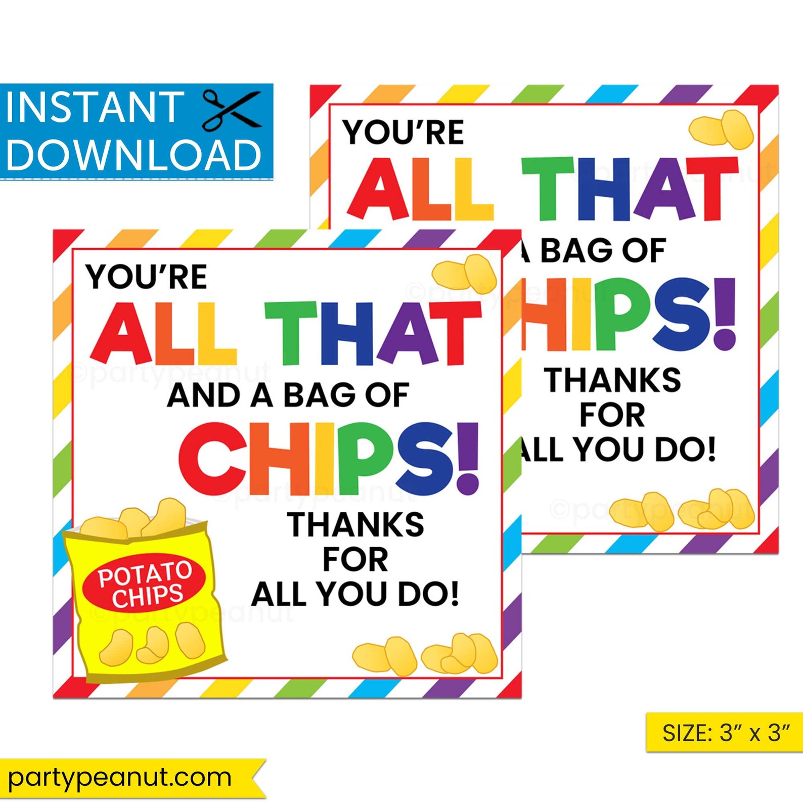 Potato Chips Bag Tag, Teacher Gift, Coworker Appreciation, Staff Thank ...