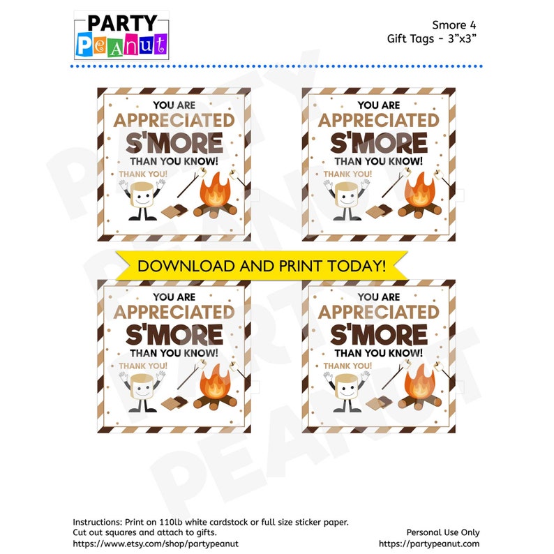 Smore Appreciation Gift Tags Teacher Tags Teacher Thank You - Etsy