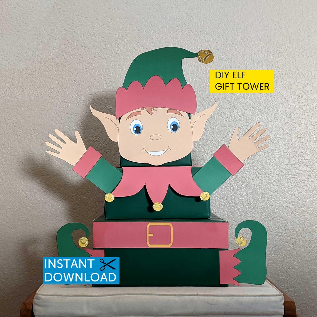 Elf Gift Tower, Elf Gift Boxes, Printable Elf Template, Stackable ...