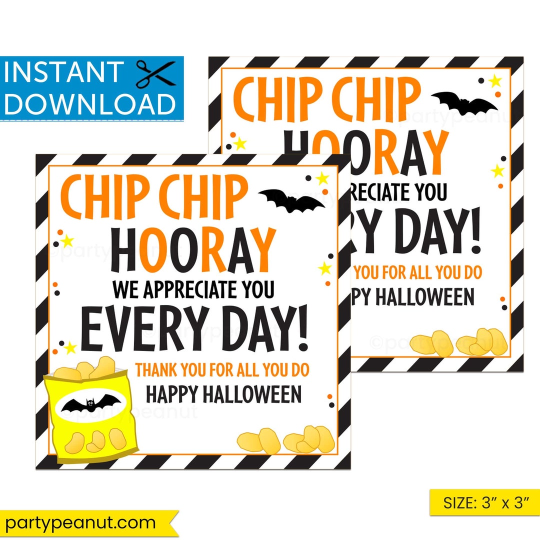 Halloween Tags, Printable, Teacher Halloween Coworker, Potato Chips ...