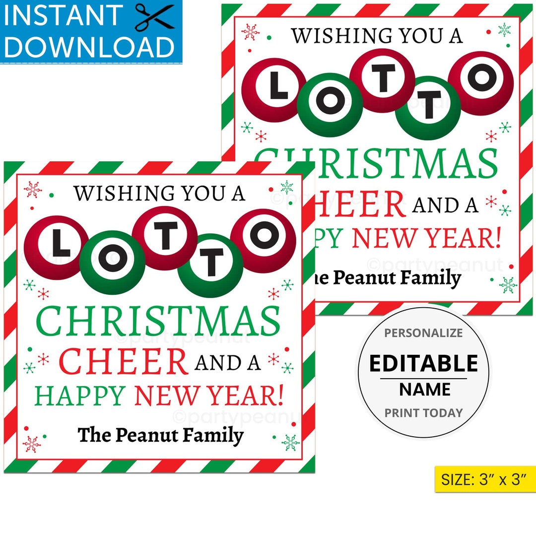 Lotto Christmas Gift Tags, Lottery Gift, Lotto Gift, Happy New Year ...