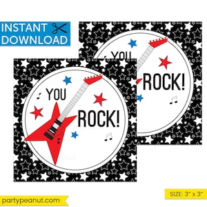 You Rock Teacher Appreciation Gift Tags Guitar Music Kids School Class ...