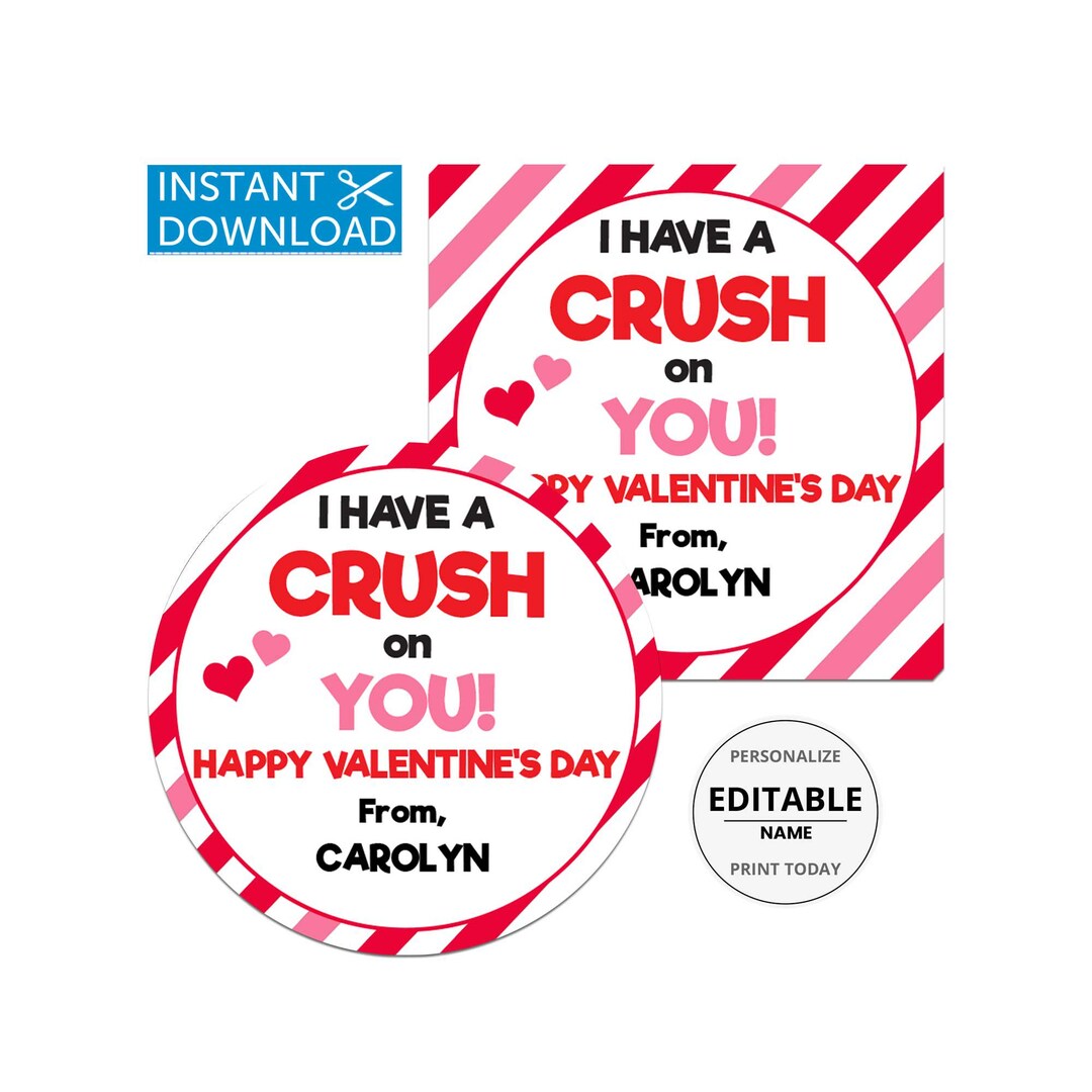 Soda Valentine Crush on You Kids Classroom Treat School Favors ...