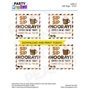 Teacher Appreciation, Teacher Thank You, Coffee Gift Tag, Sip Sip ...