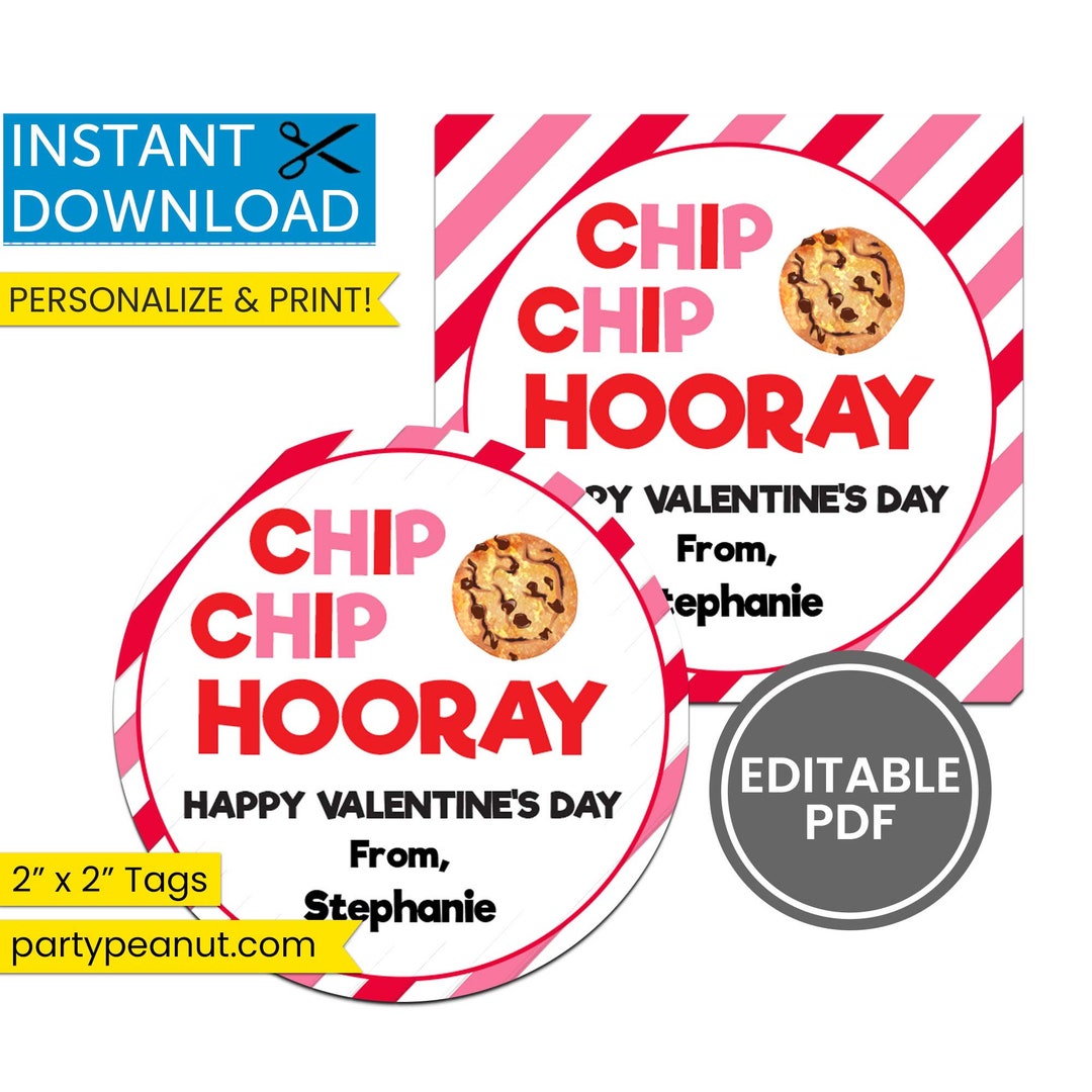 Chip Chip Hooray Valentine Cookie Cards Valentine Tags Cookie Tag ...