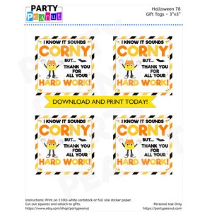 Coworker Halloween Gift, Printable Halloween Gift Tags, Candy Corn ...