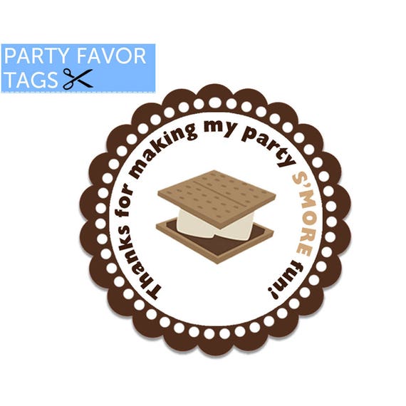 Smore Fun, Smore Birthday Party, Smore Party Favor Tag, Smore Favor Tag ...