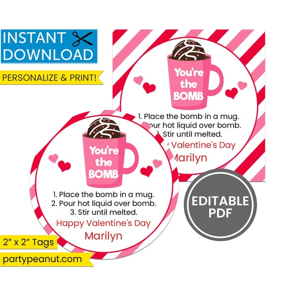 You're The Bomb Printable Valentines Gift For Teacher Appreciation ...