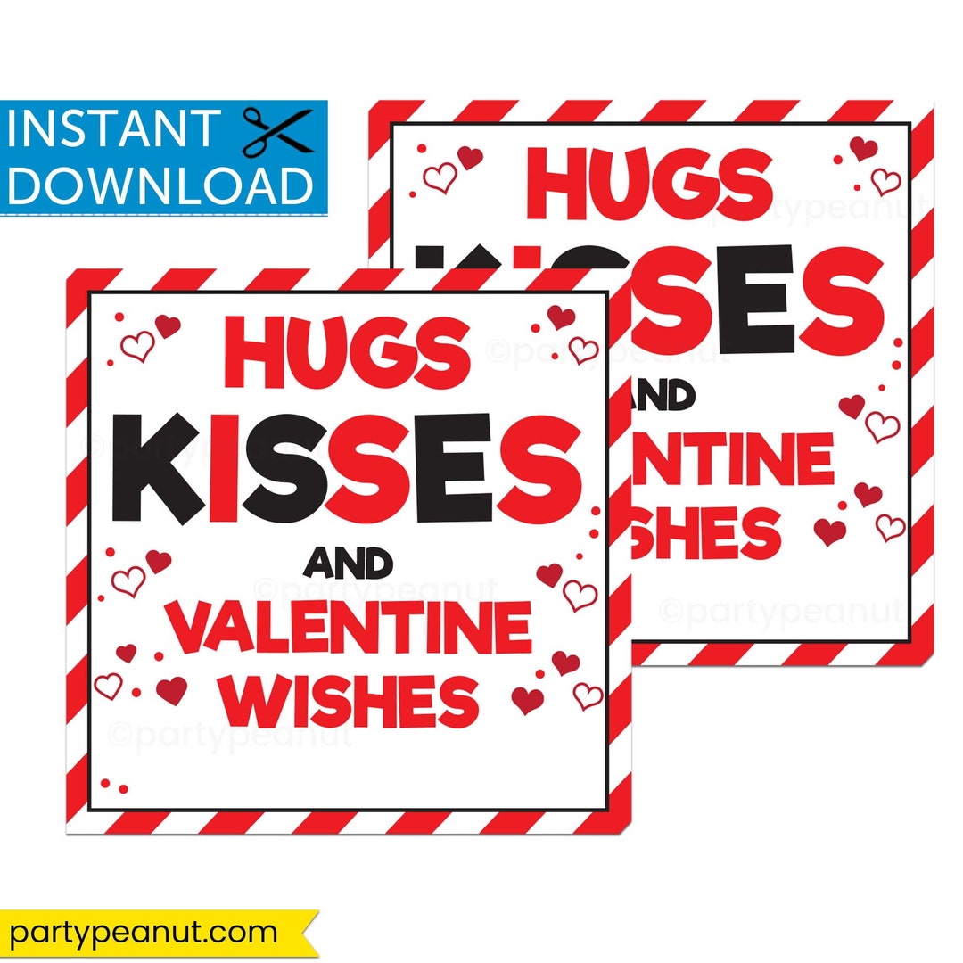 Hugs & Kisses, Valentines Day Gift Tags, Valentines Day Gift, Teacher ...
