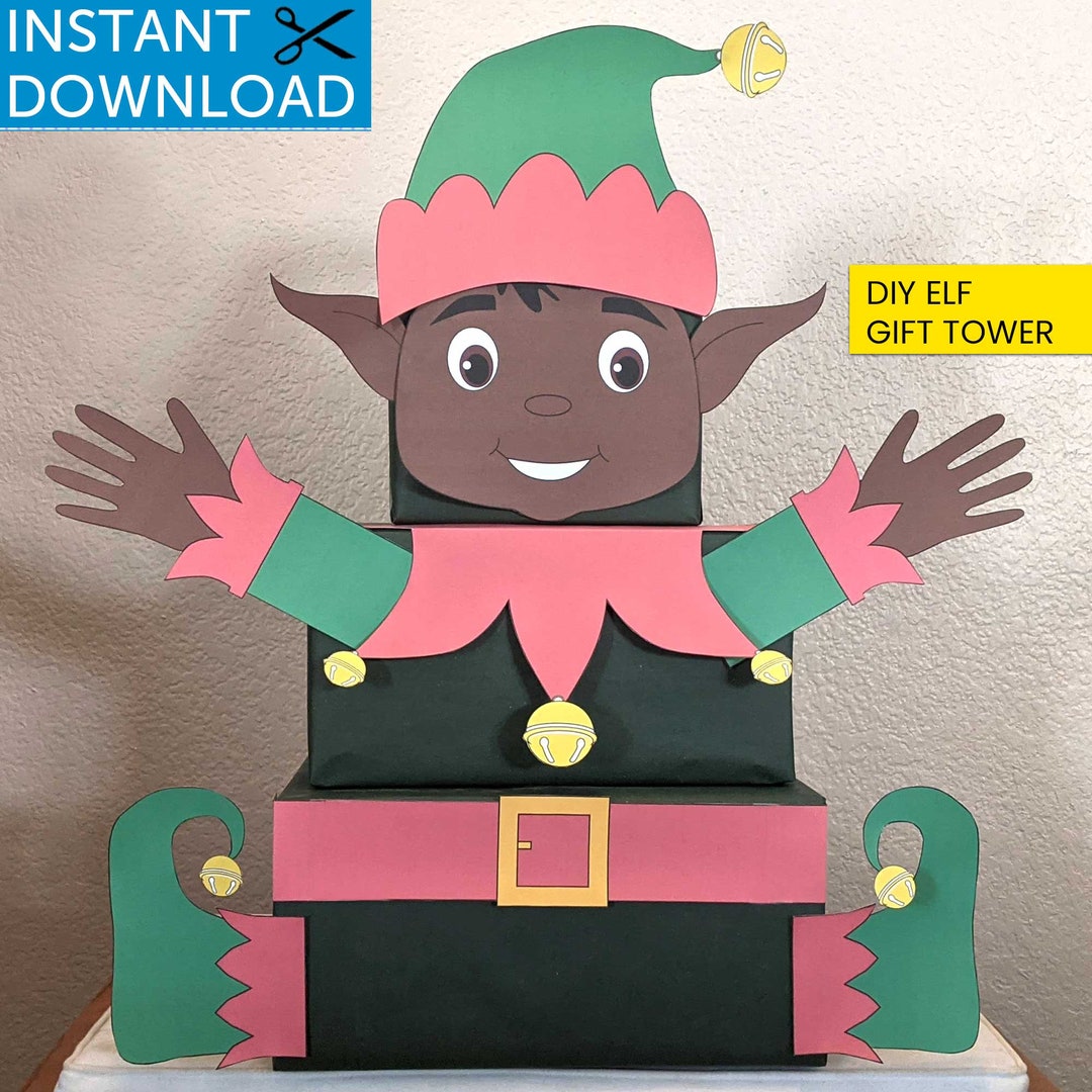 Elf Gift Tower African American Elf Gift Box Gift Box - Etsy