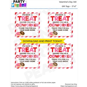 Valentines Day Tags, Coworker Valentine, Donut Valentine, Coworker ...