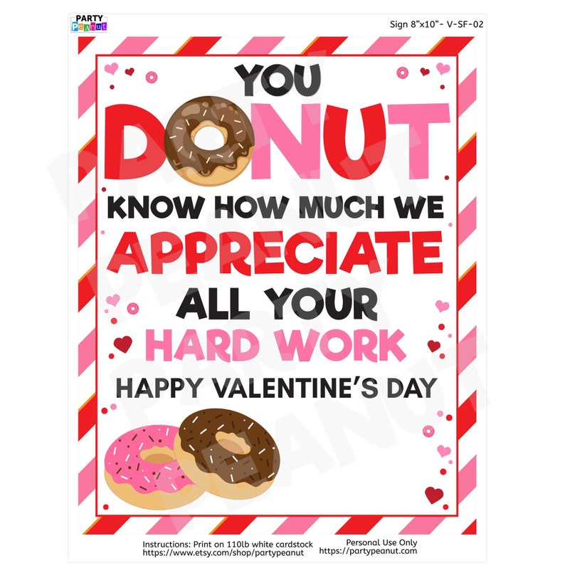 Valentines Day Sign, Donut Sign, Appreciation, Employees, Staff, Office ...