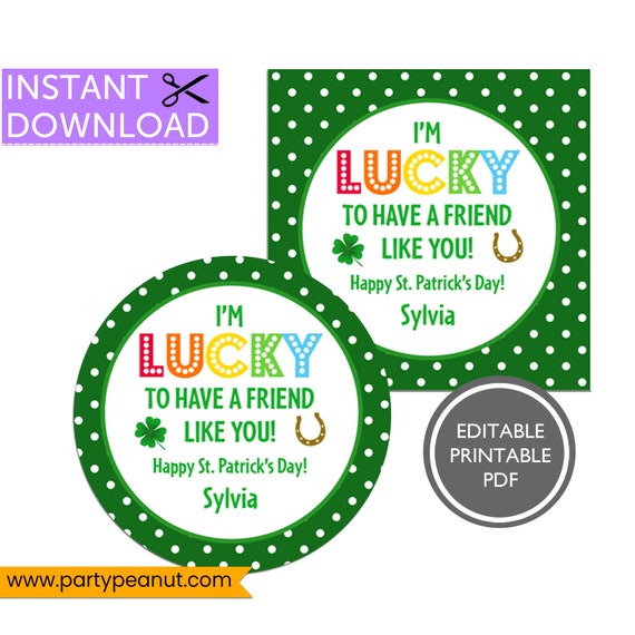 Lucky Friend, St. Patrick's Day, Printable Tag, Friendship Gift, St ...