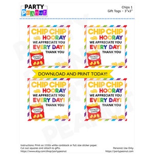 Potato Chips Gift Tag, Chip Chip Hooray, Teacher Appreciation, Coworker ...