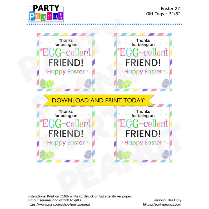 Easter Gift Tags Eggcellent Friend Easter Friend Gift Friend ...