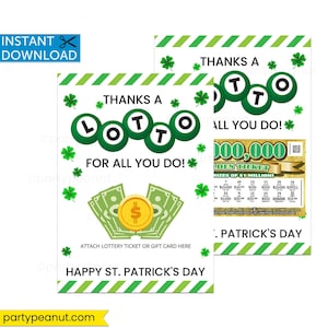 St. Patrick's Day, Lottery Gift, Thanks A Lotto, Teacher Appreciation ...