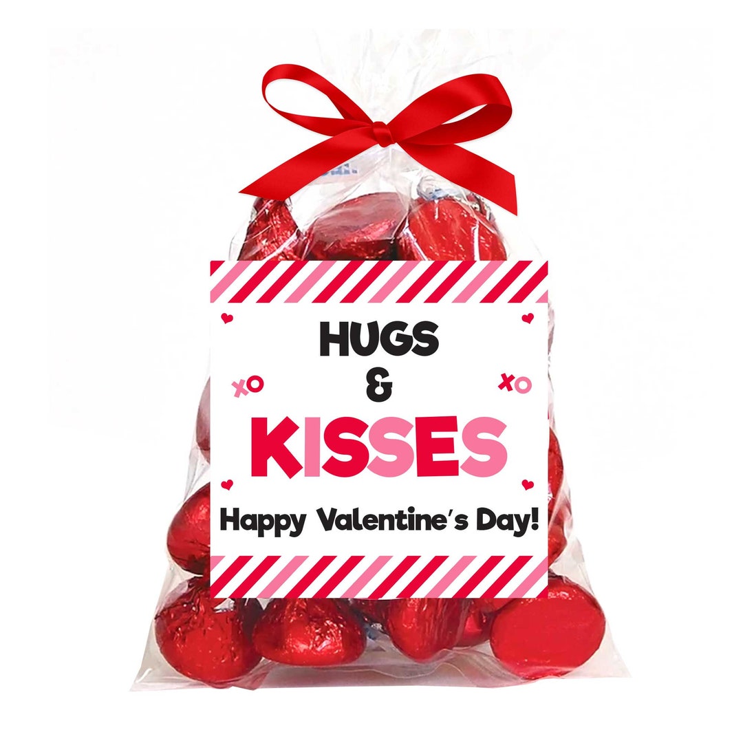 Hugs and Kisses Treat Tag Printable Valentine Tags Kids Teacher ...