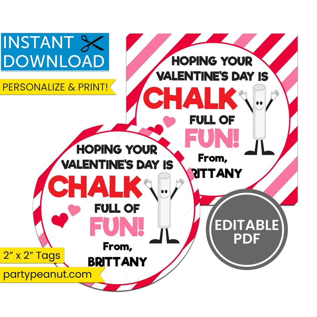 Chalk Full of Fun Valentines Day Chalk Tags Valentines Gift - Etsy