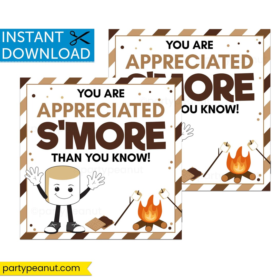Smore Appreciation Gift Tags, Teacher Tags, Teacher Thank You Tag ...