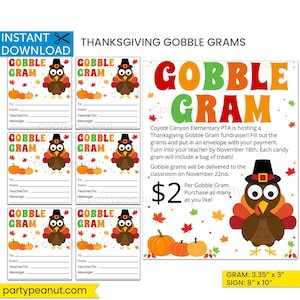 Thanksgiving Grams, Gobble Grams, Candy Gram Printable, Thanksgiving ...