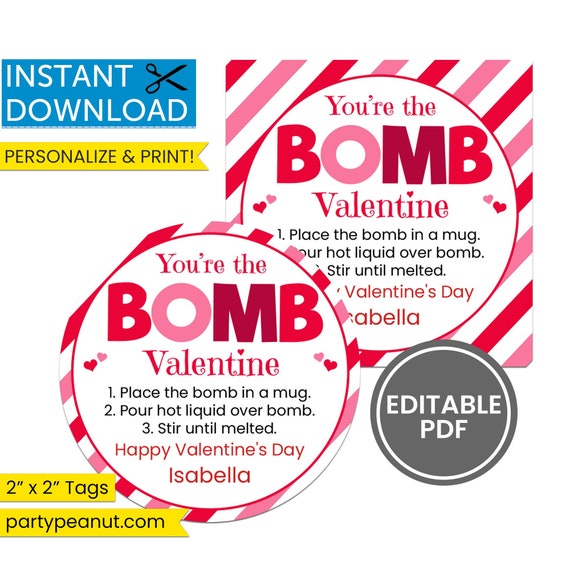 You're The Bomb Hot Chocolate Bomb Printable Valentines Teacher ...