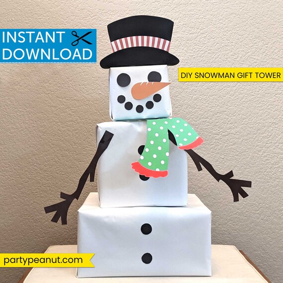 Printable Snowman Template Snowman Gift Box Tower Snowman Tower ...