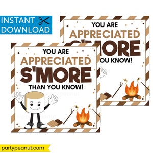 Smore Appreciation Gift Tags, Teacher Tags, Teacher Thank You Tag ...