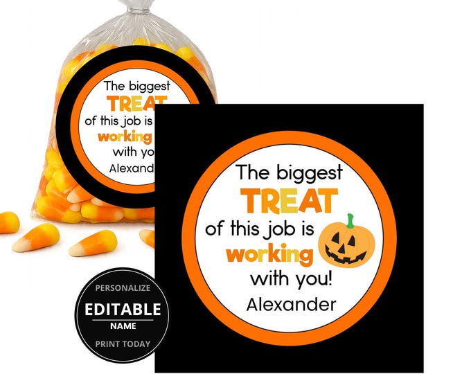 Halloween Treat Bag Tag Downloadable Halloween Pun Cards for Colleagues ...