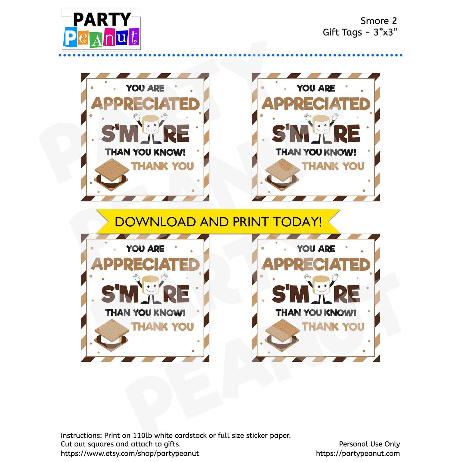 Smore Appreciation Tags Teacher Gift Tags Smore Teacher - Etsy