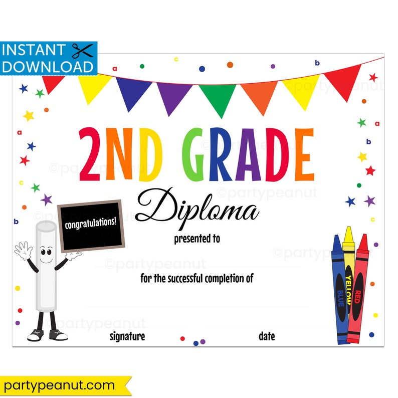 2nd Grade Diploma 2nd Grade Certificate School Printables - Etsy