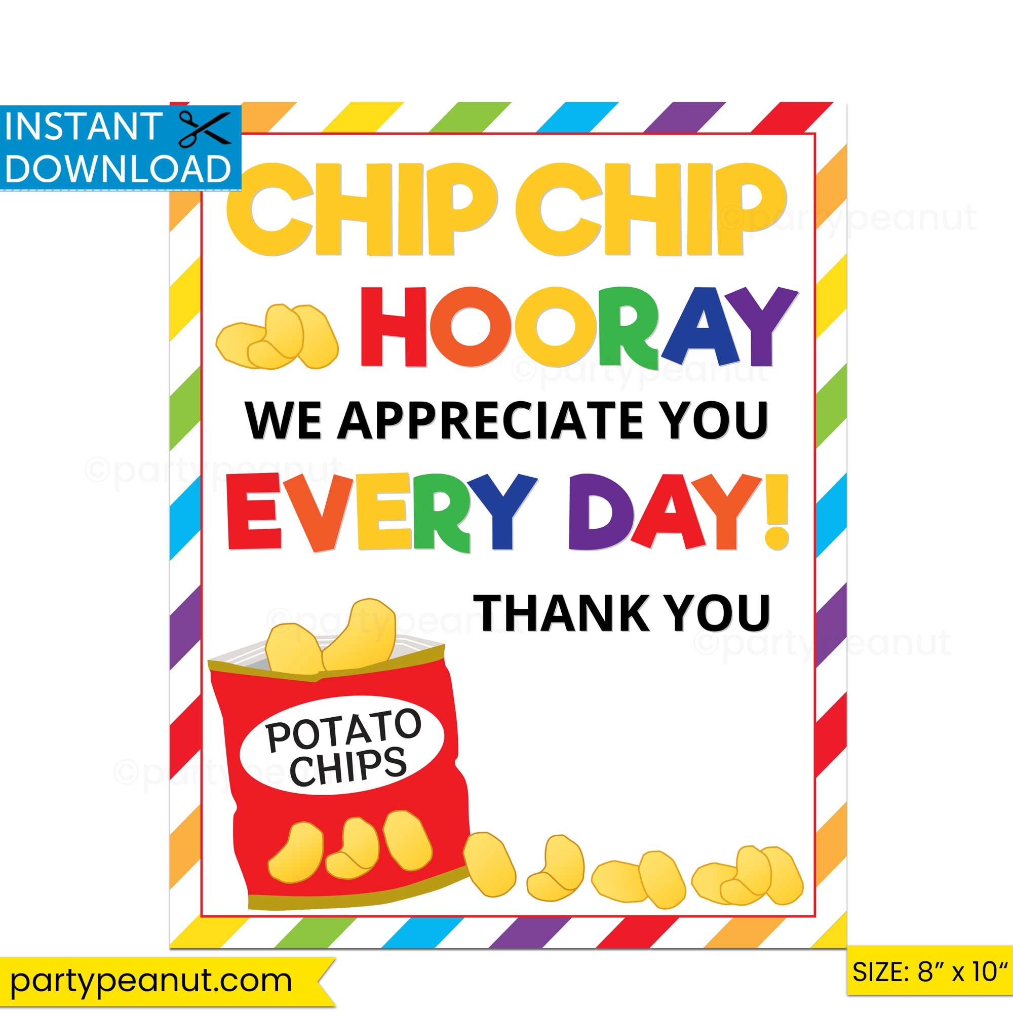 Chip Chip Hooray, Potato Chips Sign, Teacher Appreciation, Coworker ...